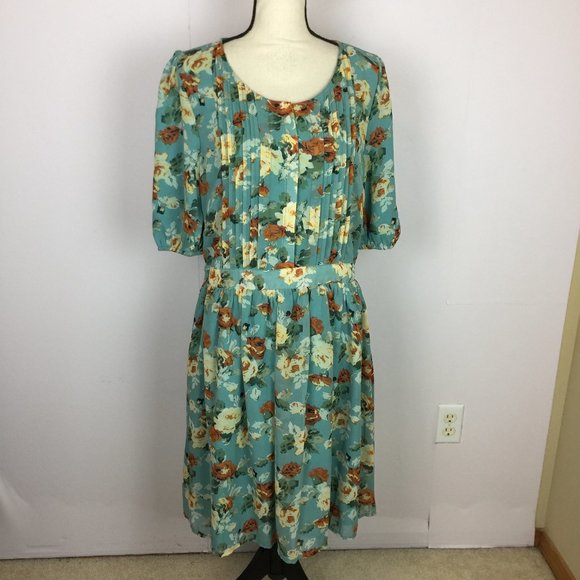 Mikarose | Dresses | Mikarose Fit Flare Dress Size L Womans Blue Floral ...